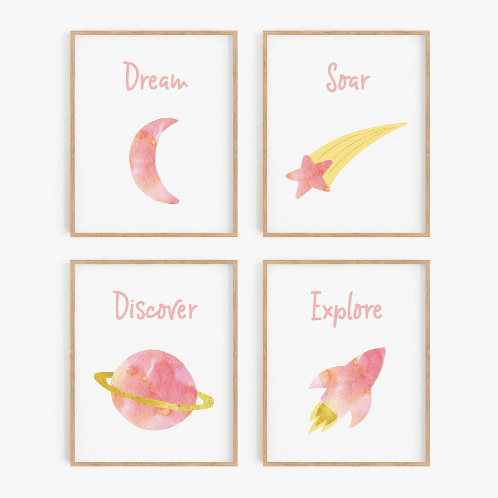 Pink Outer Space Wall Art for Girl's Room – Flip The Script Studios