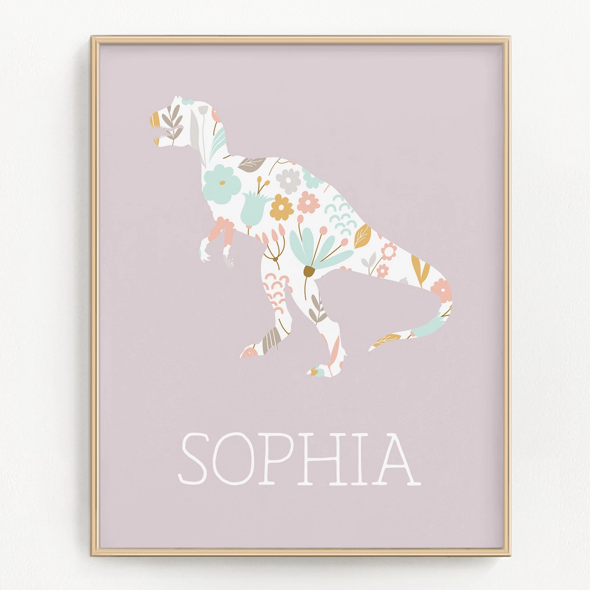 Dinosaur baby name art, Personalized nursery decor for girls, Dinosaur ...